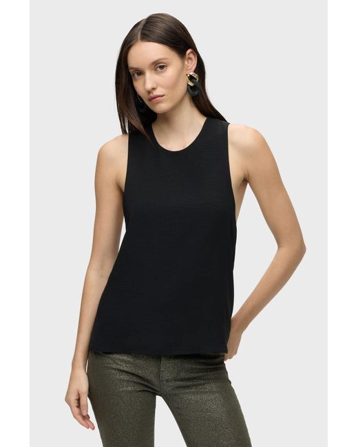 Hudson Jeans Twist Back Woven Tank in Black | Lyst
