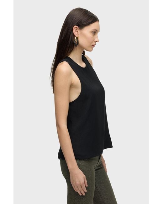 Hudson Jeans Twist Back Woven Tank in Black | Lyst
