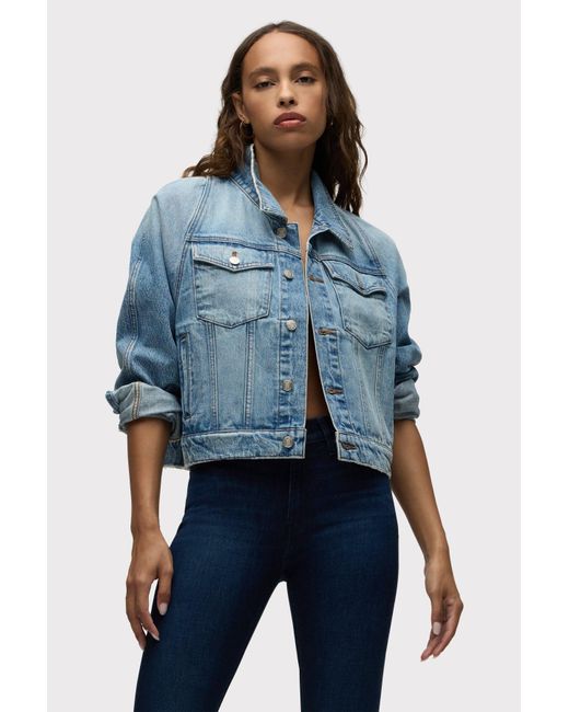 Hudson Jeans Oversized Union Jack Denim Jacket in Blue | Lyst