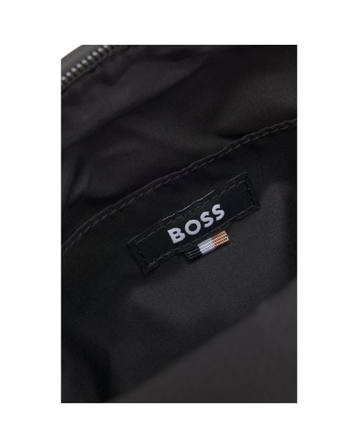 BOSS Coated Fabric Reporter Bag With Logo Patch in Black for Men | Lyst UK