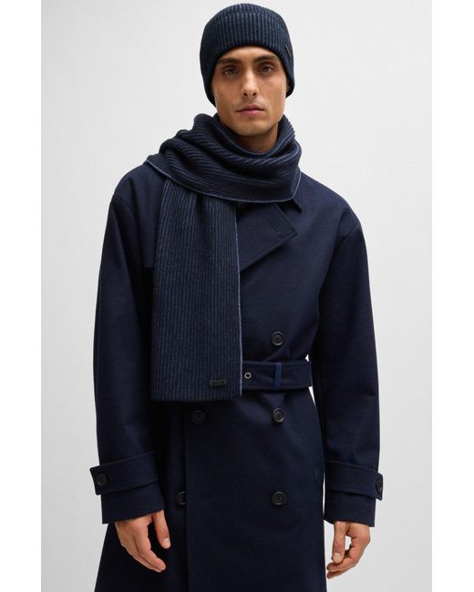 BOSS Hat And Scarf Set With Logo Labels in Blue for Men | Lyst UK