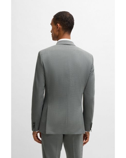 BOSS Slim-fit Suit In Micro-patterned Stretch Cloth in Gray for Men | Lyst