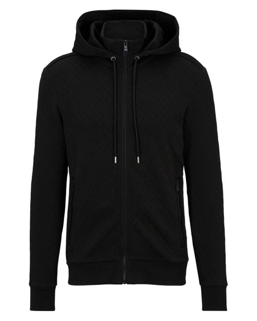 BOSS by HUGO BOSS Cotton-blend Zip-up Hoodie With Monogram Jacquard in ...