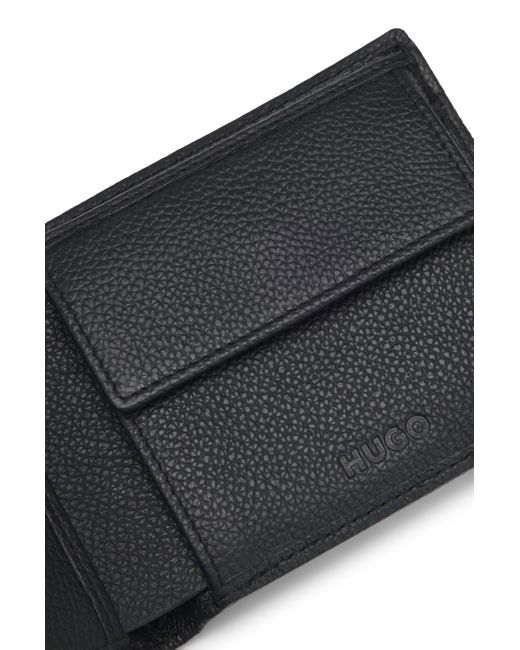 HUGO Grained-leather Billfold Wallet With Logo Plate in Black for Men ...