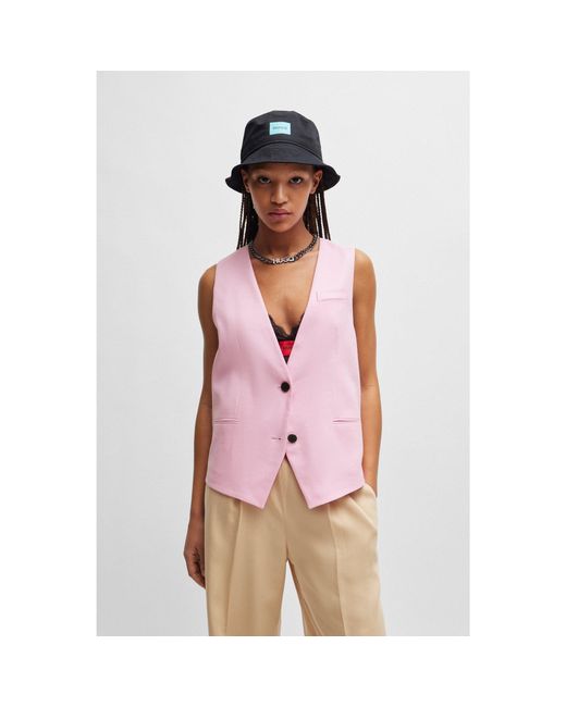 HUGO Oversized-Fit Waistcoat With Signature Lining in Pink | Lyst Canada