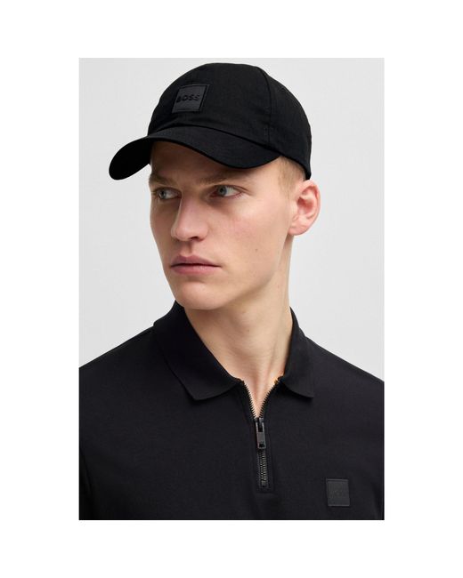 BOSS Cotton-Twill Cap With Woven Logo Patch in Black for Men | Lyst UK