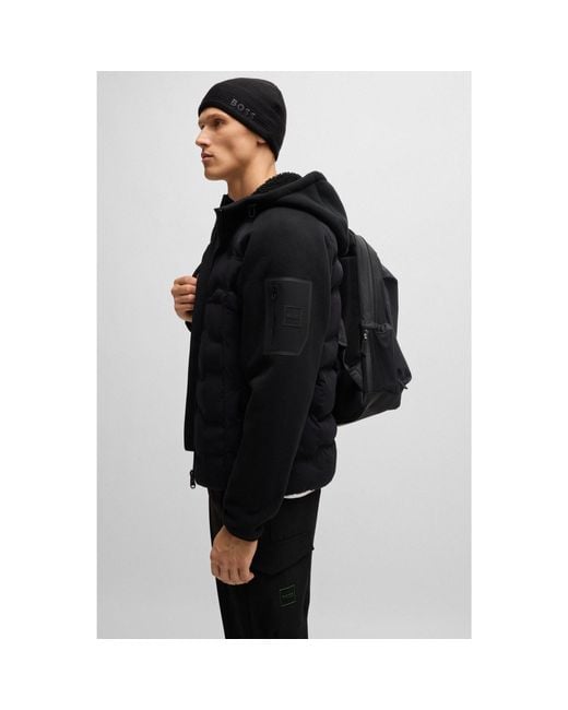 BOSS Mixed-Material Jacket With Quilted Front in Black for Men | Lyst UK