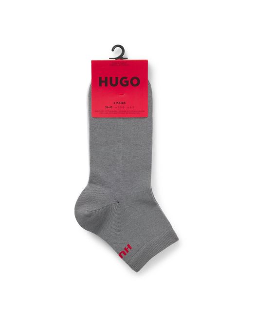 HUGO Two-Pack Of Short Cotton-Blend Socks in Grey for Men | Lyst UK