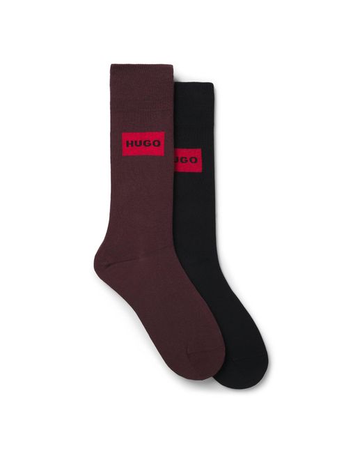 HUGO Two-Pack Of Regular-Length Socks With Logo Labels in Red for Men ...