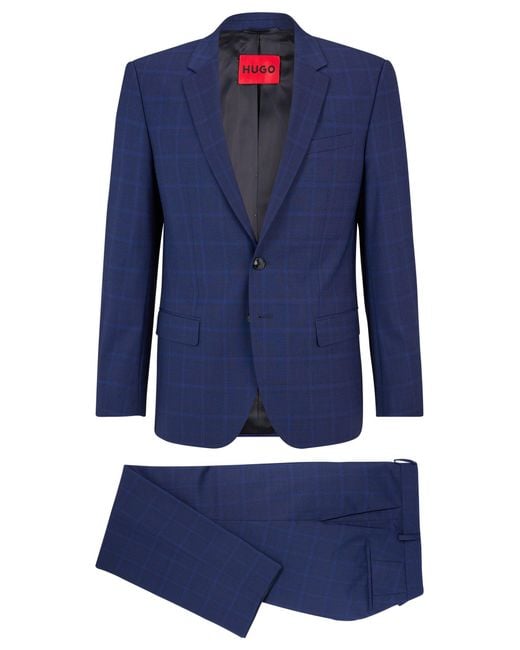 BOSS by HUGO BOSS Wool Slim-fit Suit In Performance-stretch Checked ...