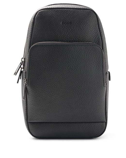 BOSS by HUGO BOSS Grained Italian-leather Mono-strap Backpack With Emed ...