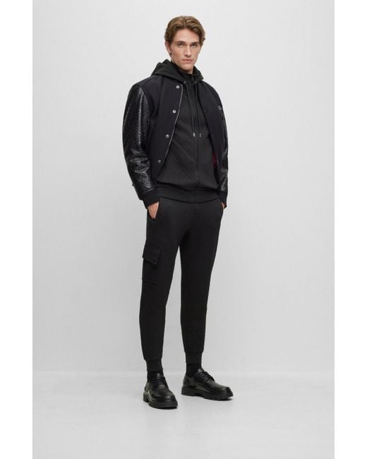 BOSS by HUGO BOSS Cotton-blend Zip-up Hoodie With Monogram Jacquard in ...