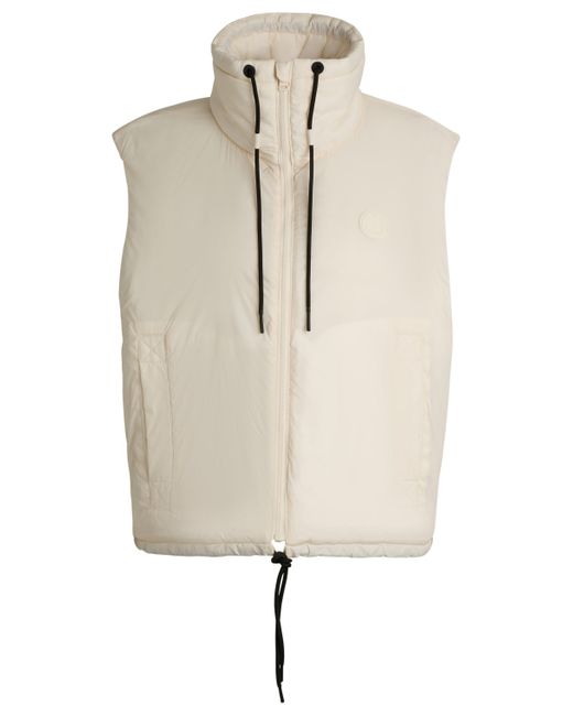 HUGO Water-repellent Gilet With Smiley-face Logo Badge in Natural | Lyst