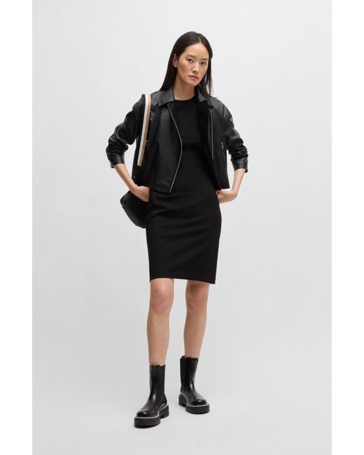 BOSS Stretch-fabric Dress With Cut-out Details in Black | Lyst
