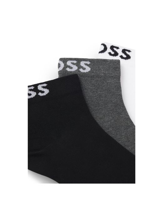 BOSS Three-Pack Of Short-Length Socks With Logos in Black | Lyst UK
