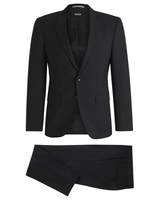 BOSS Tweedelig Slim-Fit Pak Van Scheerwol Met Stretch in het Zwart voor ...