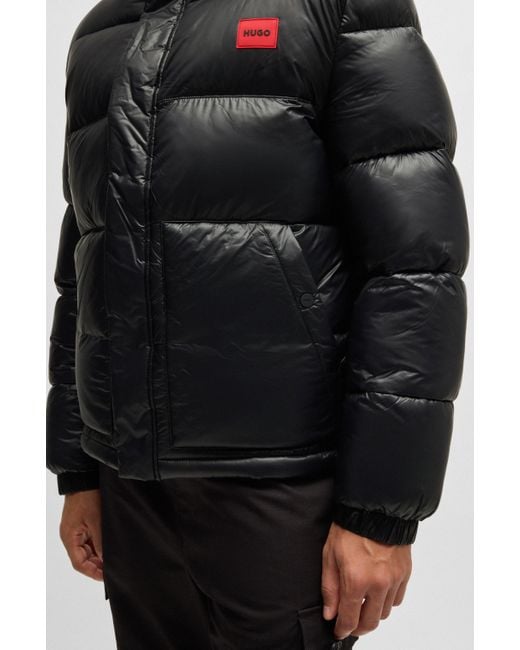 HUGO Water-Repellent Puffer Jacket With Logo Label in Black for Men | Lyst