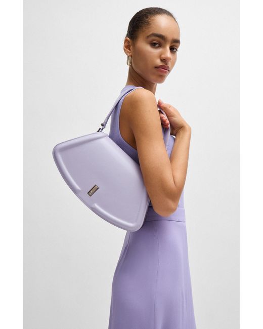 BOSS Ariell Leather Shoulder Bag With Signature Hardware in Purple ...