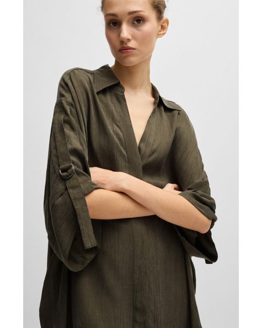 BOSS Relaxed-fit Shirt Dress With Concealed Closure in Green | Lyst