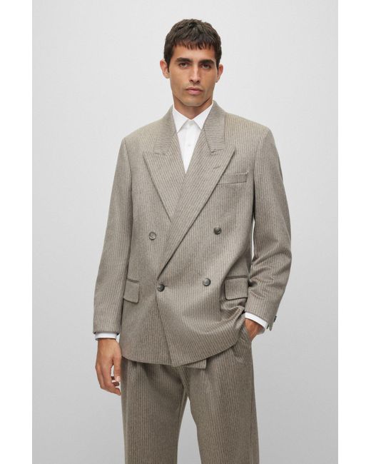 BOSS by HUGO BOSS Double-breasted Suit In Pure Cashmere With Stripe ...