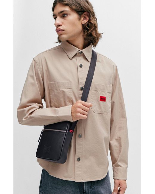 HUGO Faux-leather Reporter Bag With Rubberised Logo Patch in Black for ...