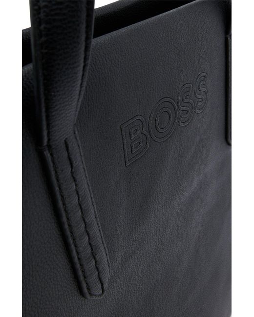 BOSS Faux-leather Tote Bag With Outline Logo in Black | Lyst Australia