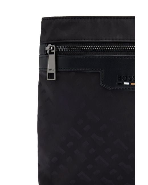 BOSS Monogram-jacquard Envelope Bag With Signature Stripe in Black for ...