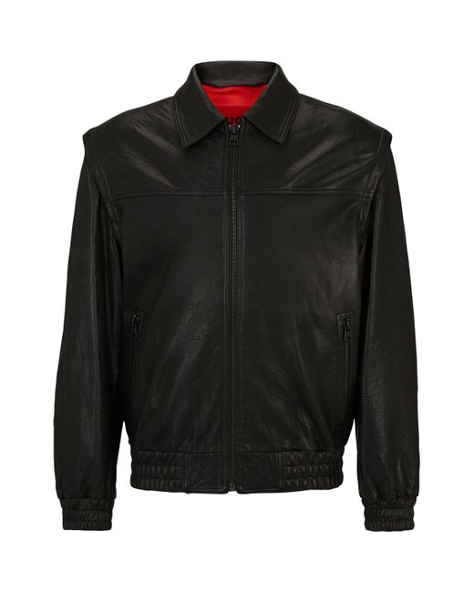 BOSS by HUGO BOSS Leather Jacket With Detachable Sleeves And Stud ...