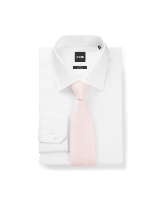 BOSS Jacquard-Structured Tie in Pink for Men | Lyst UK