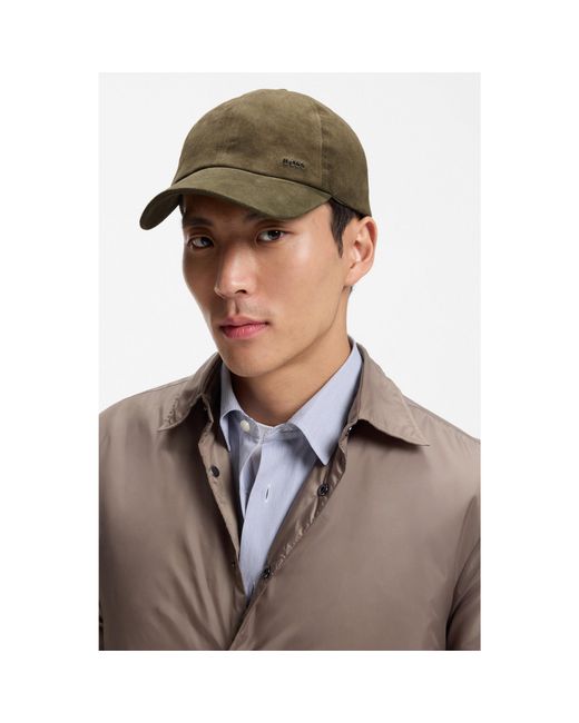 BOSS Suede Cap With Metal Logo in Green for Men | Lyst UK