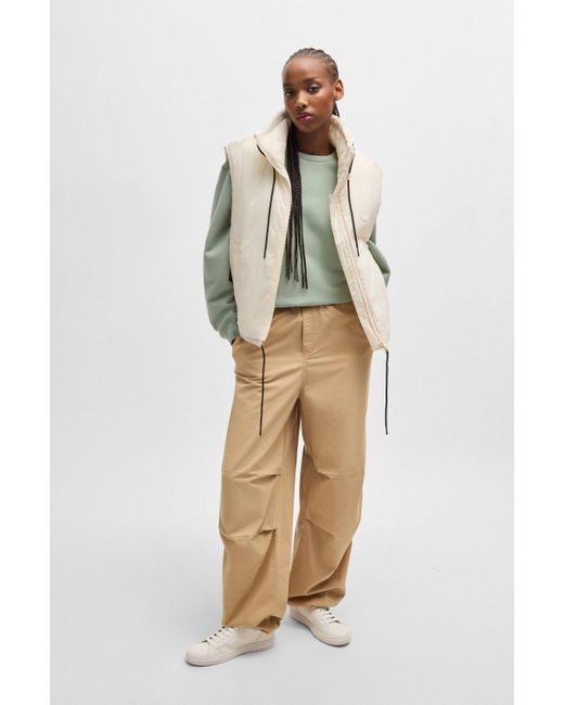 HUGO Water-repellent Gilet With Smiley-face Logo Badge in Natural | Lyst