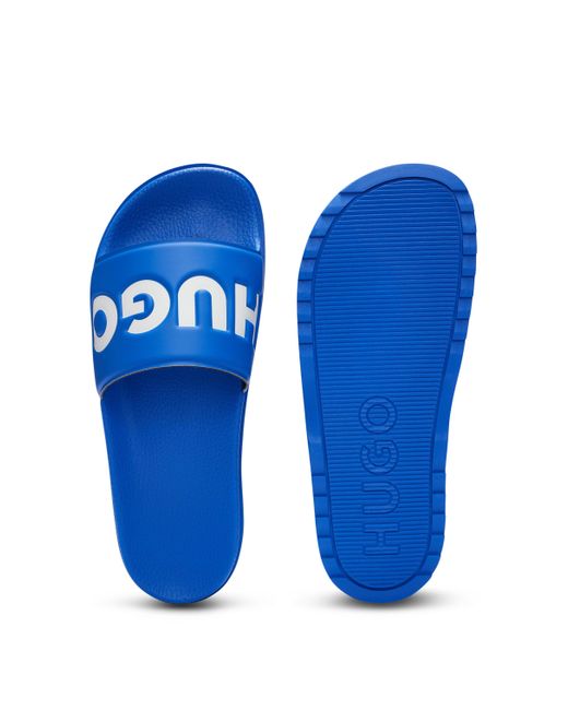 BOSS by HUGO BOSS Slides With Logo Strap in Blue for Men | Lyst