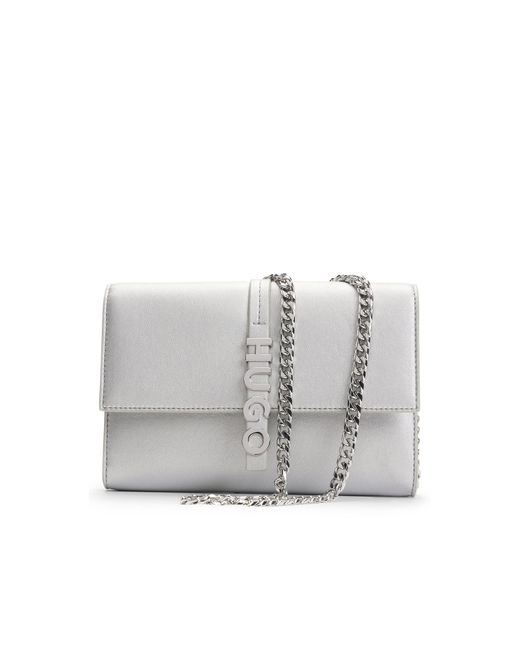 HUGO Logo-Lettering Clutch Bag in Grey | Lyst UK