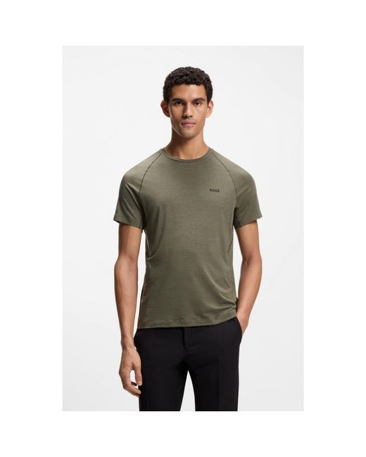 BOSS Active Slim-Fit T-Shirt With Moisture Control in Green for Men ...