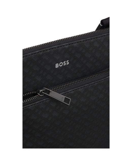 BOSS Monogram Envelope Bag With Foil-Emed Logo in Black for Men | Lyst UK