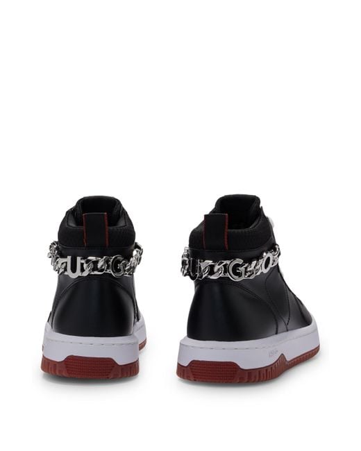 BOSS by HUGO BOSS High-top Trainers With Logo-chain Trim in Black | Lyst