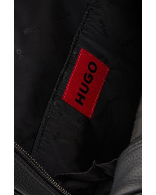 HUGO Grained Faux-leather Backpack With Stacked Logo Trim in Black for ...