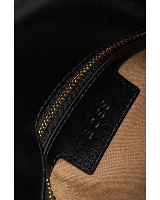 BOSS Ariell Shoulder Bag In Matte Leather With Gemstone Strap in Black ...