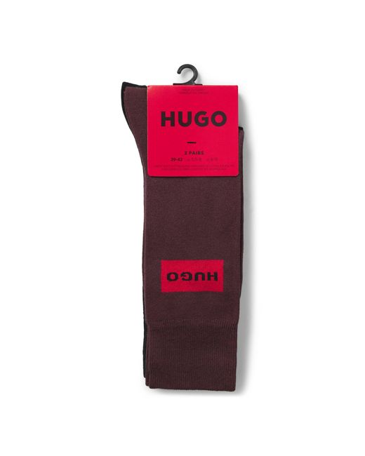 HUGO Two-Pack Of Regular-Length Socks With Logo Labels in Red for Men ...