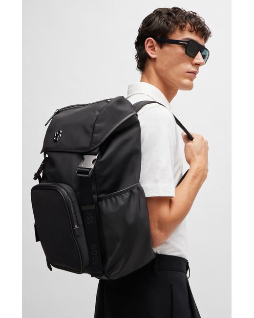 BOSS by HUGO BOSS Matte-twill Backpack With Double Monogram And Full ...