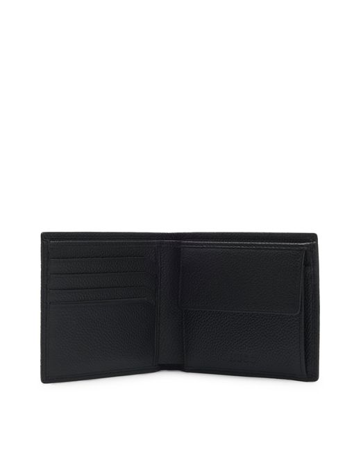 HUGO Grained-leather Billfold Wallet With Logo Plate in Black for Men ...