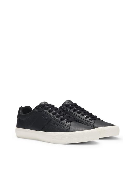 BOSS Faux-leather Trainers With Plain And Grained Textures in Black for ...