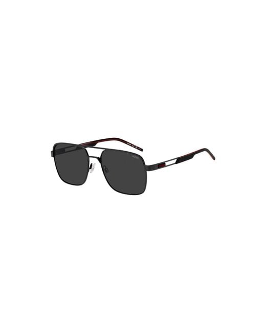HUGO Double-Bridge Sunglasses With Rubber Logo in Black for Men | Lyst UK