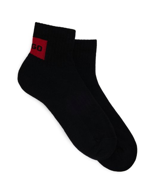 HUGO 2-pack Ribbed Cotton Socks With Red Logo Labels in Black for Men ...