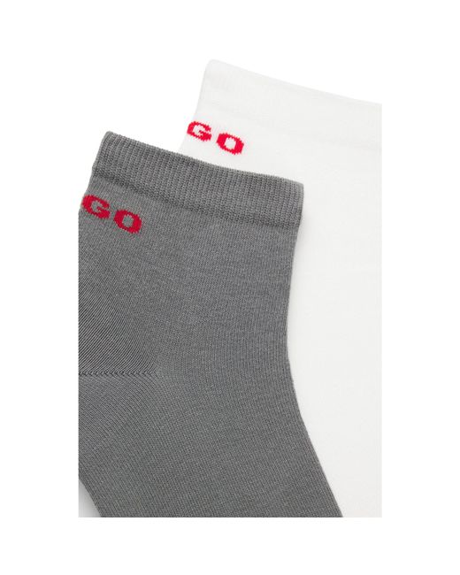 HUGO Two-Pack Of Short Cotton-Blend Socks in Grey for Men | Lyst UK