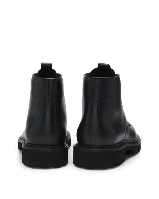 BOSS Burnished-Leather Half Boots With Apron Toe in Black for Men | Lyst