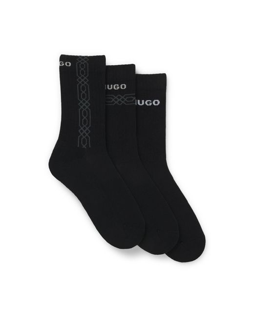 HUGO Three-Pack Of Short Socks With Logo Details in Black for Men | Lyst UK