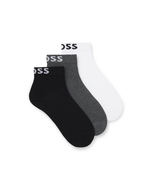 BOSS Three-Pack Of Short-Length Socks With Logos in Black | Lyst UK
