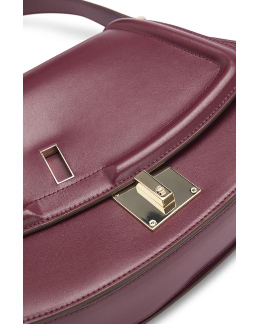 BOSS Leather Shoulder Bag With Signature Hardware in Purple | Lyst