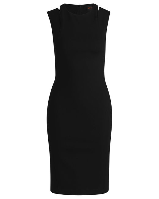 BOSS Stretch-fabric Dress With Cut-out Details in Black | Lyst